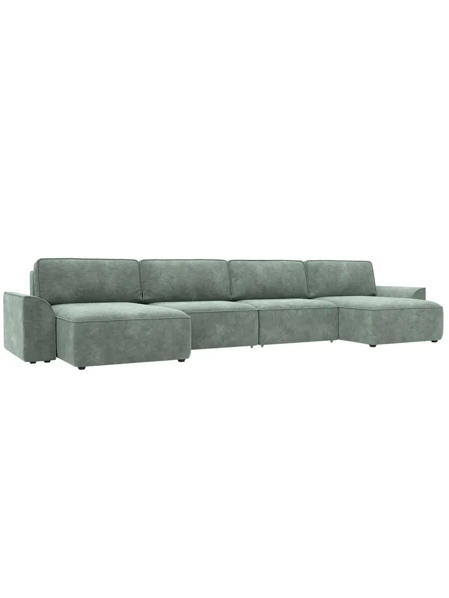 П-образный диван для гостиной Стамбул, 435x91x161 см, с ящиком для белья, велюр