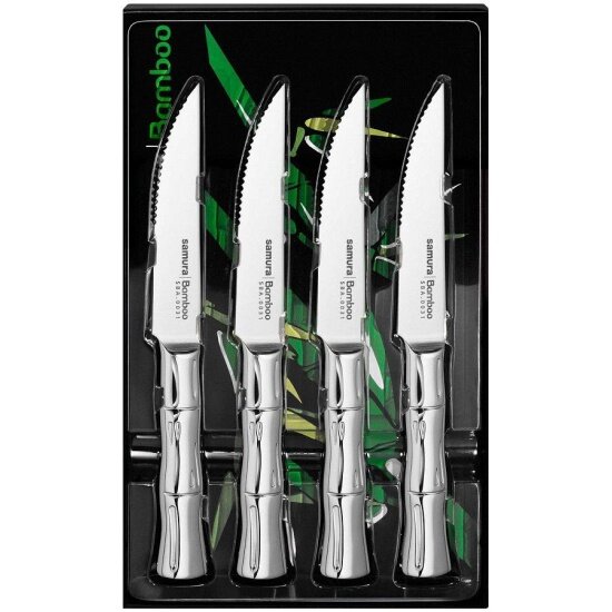 Набор ножей Samura "Bamboo" 4 шт, для стейка, 110 мм, сталь (SBA-0031S)