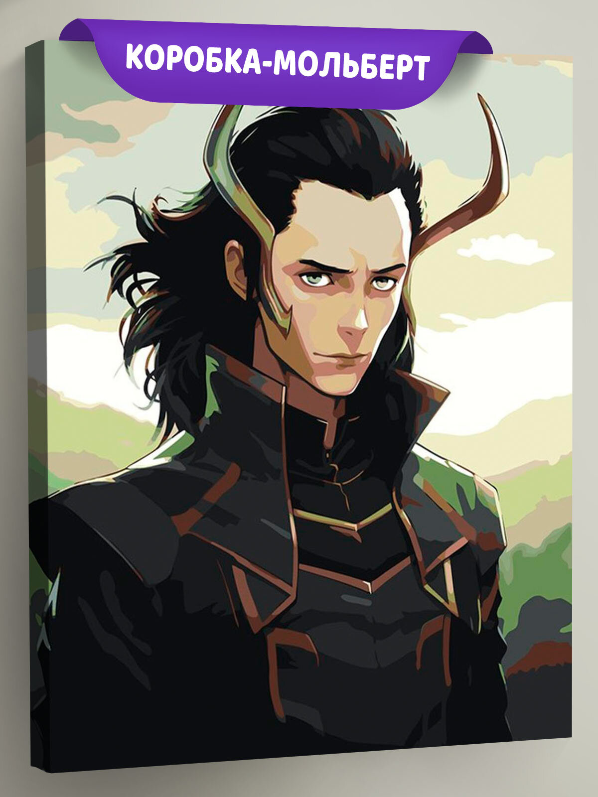 Картина по номерам на холсте с подрамником "Марвел Marvel: Бог обмана Локи аниме" Раскраска 40х50, Мстители Мужчины