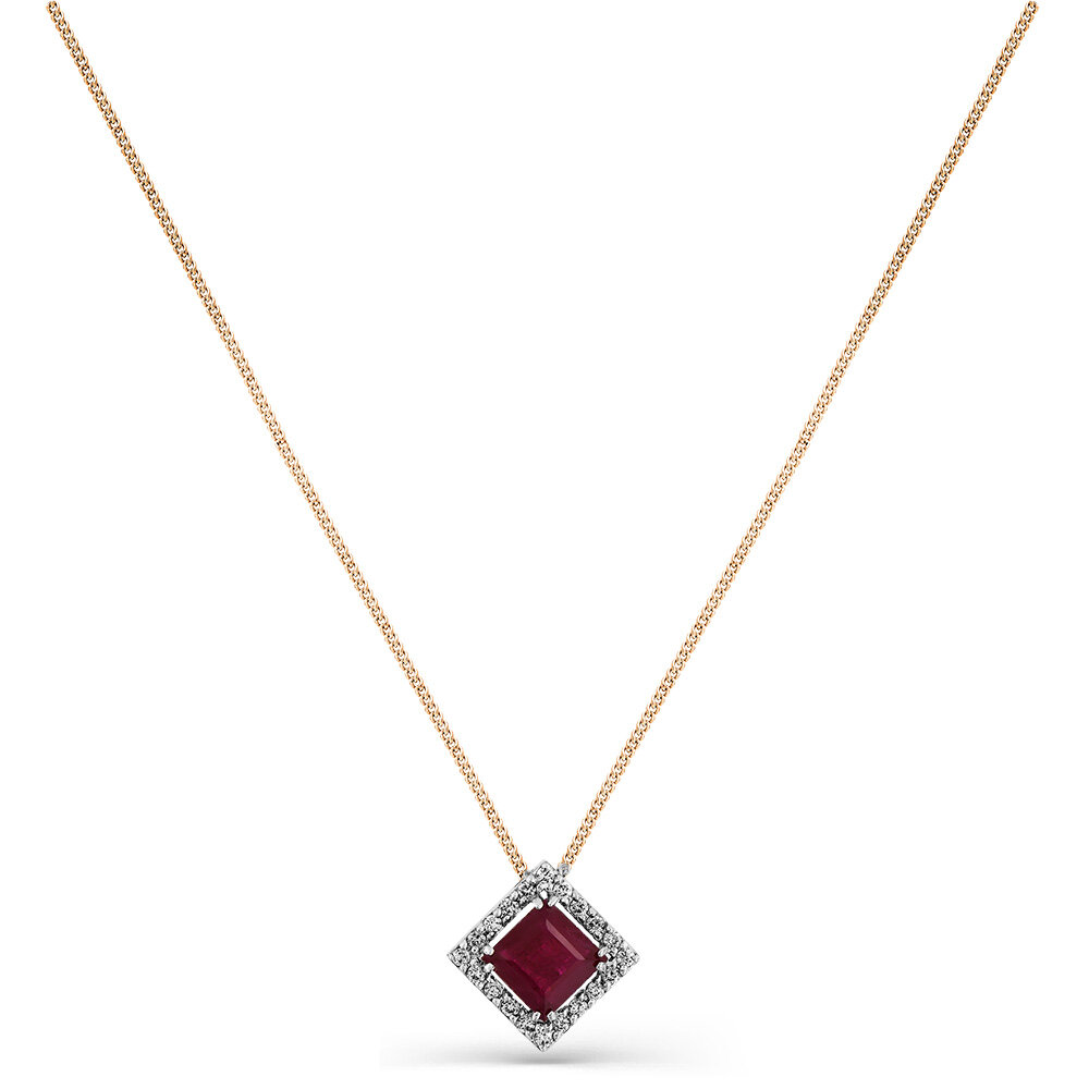 Колье, красное золото, 585 проба, рубин, бриллиант