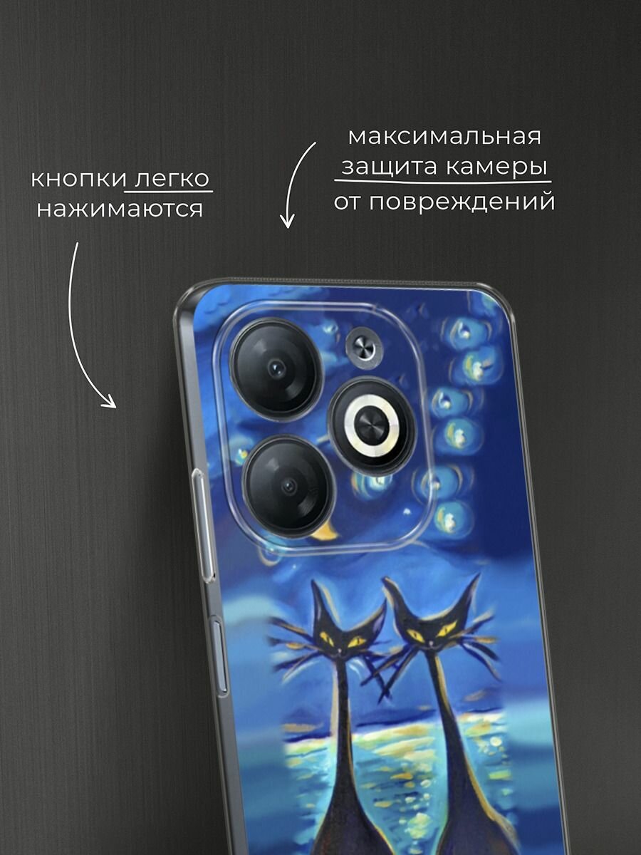 Чехол на Infinix Smart 8/8 HD/HOT 40i / Инфиникс Смарт 8/8 HD/HOT 40i с принтом "Влюбленные котики 7" — фото 1