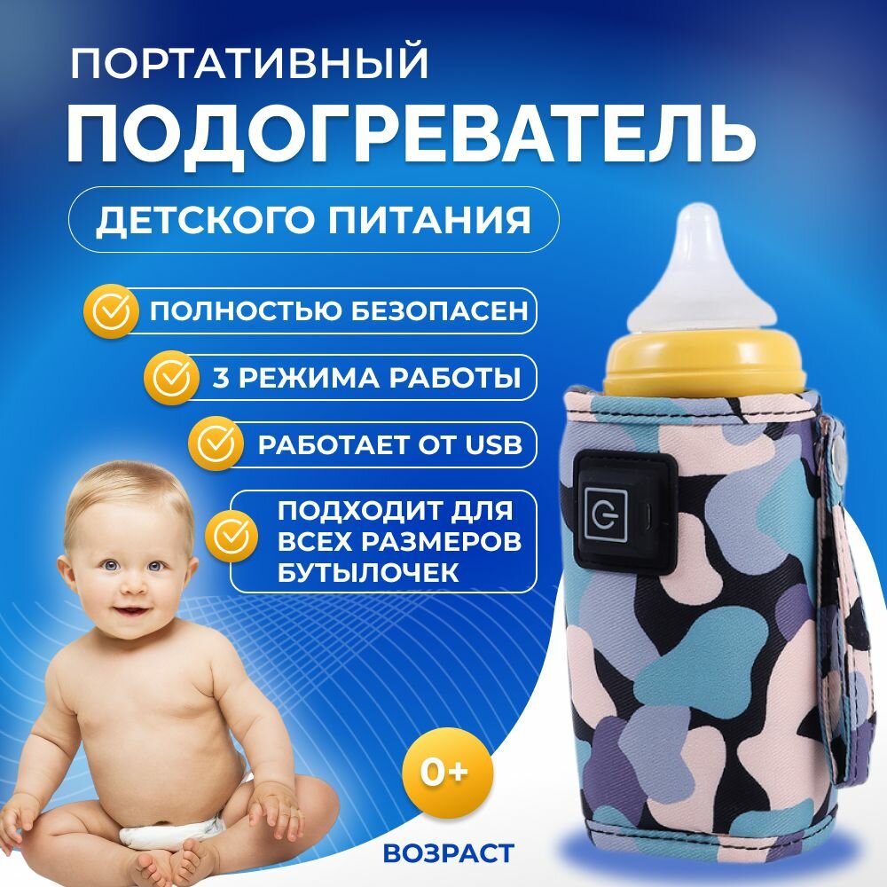 Подогреватель для бутылочки портативный USB. Универсальный чехол нагреватель детского питания и молока