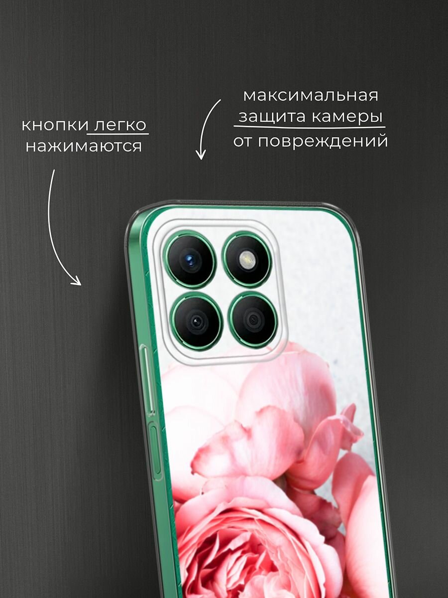 Силиконовый чехол на Honor X8B / Хонор X8B с принтом "Пионы на белом" — фото 1
