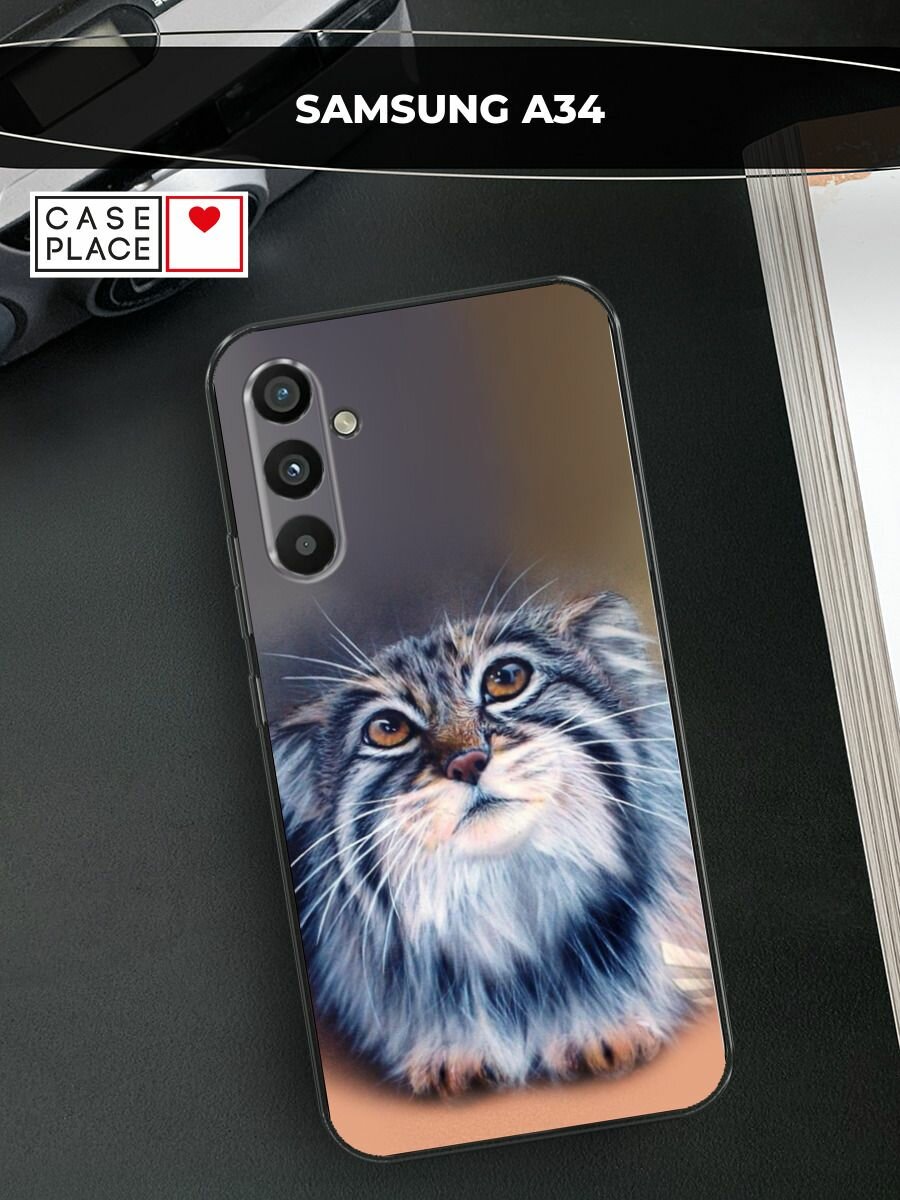 Чехол на Samsung Galaxy A34 / Самсунг A34 с принтом "Кот манул 2"
