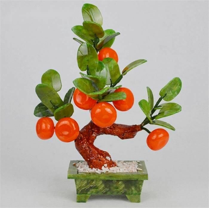 Статуэтка Дерево счастья, мандарин, нефрит, оберег.