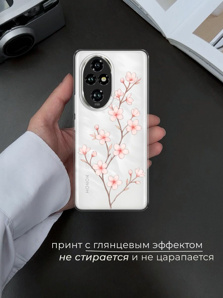 Чехол на Honor 200 Pro / Хонор 200 Про с принтом "Веточка сакуры 2" — фото 1