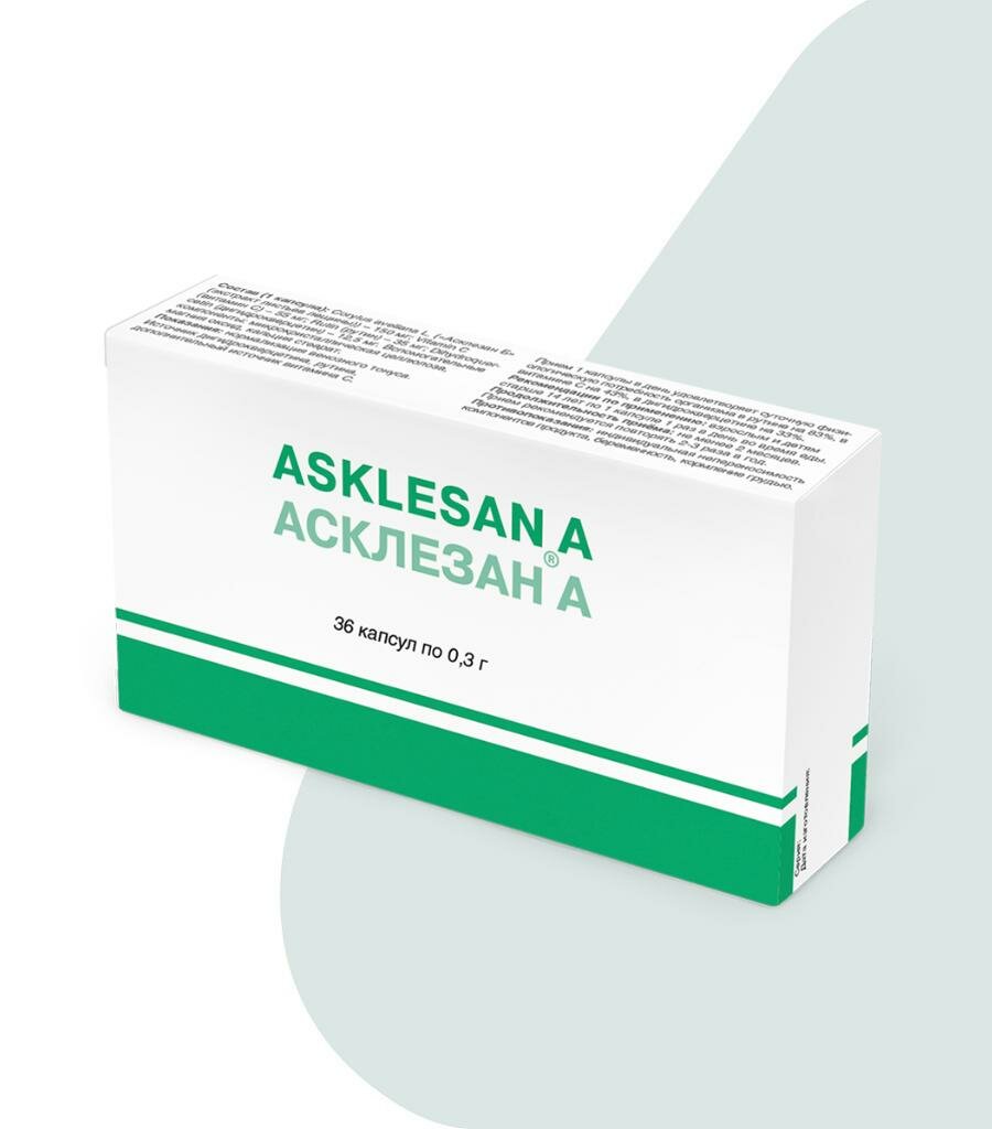 Биологически активная добавка Асклезан 36 капсул, на основе экстракта лещины для нормализации венозного тонуса
