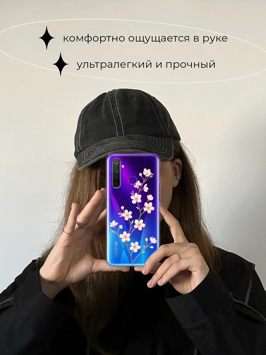 Чехол на Realme 5 Pro / Реалми 5 Про с принтом "Веточка сакуры 2" — фото 1