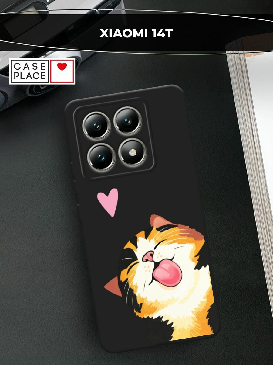 Черный матовый чехол на Xiaomi 14T / Сяоми 14T с принтом "Лизь"