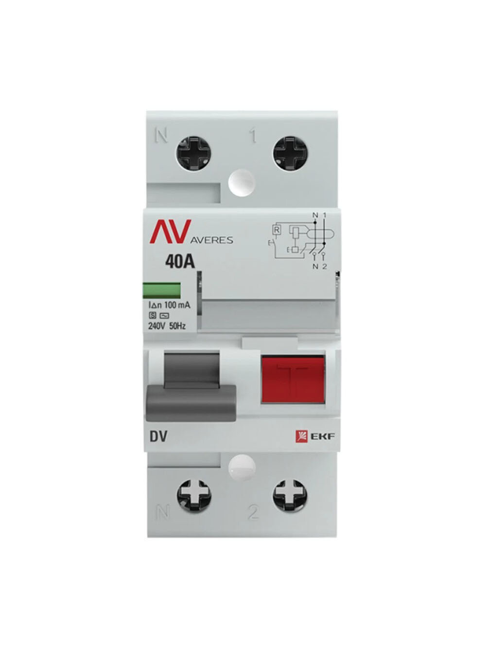 УЗО Averes DV 40А 1P+N тип AC 100 мА 10 кА селективное (rccb-2-40-100-s-av)