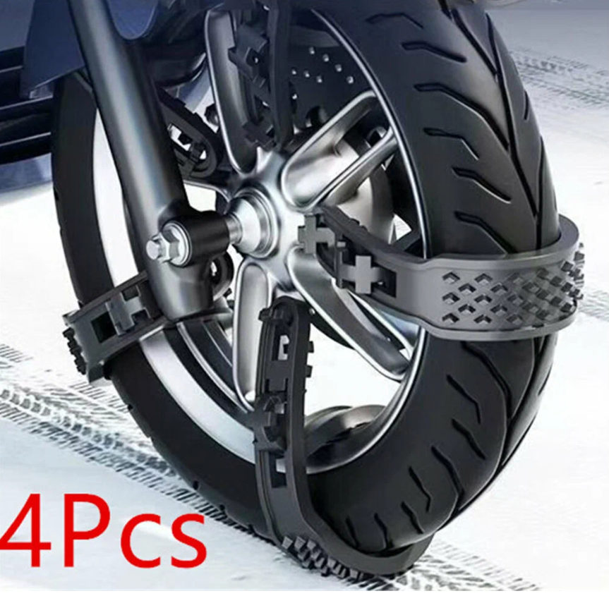 4 пары противоскользящих цепей для снега для мотоциклов, велосипедов, колес, шин, противоскользящие цепи для снега