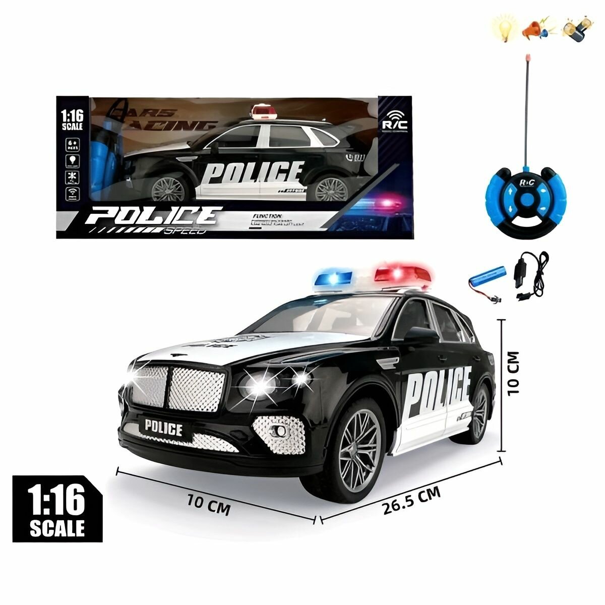 Машина полиция радио управляемая масштаб 1:16