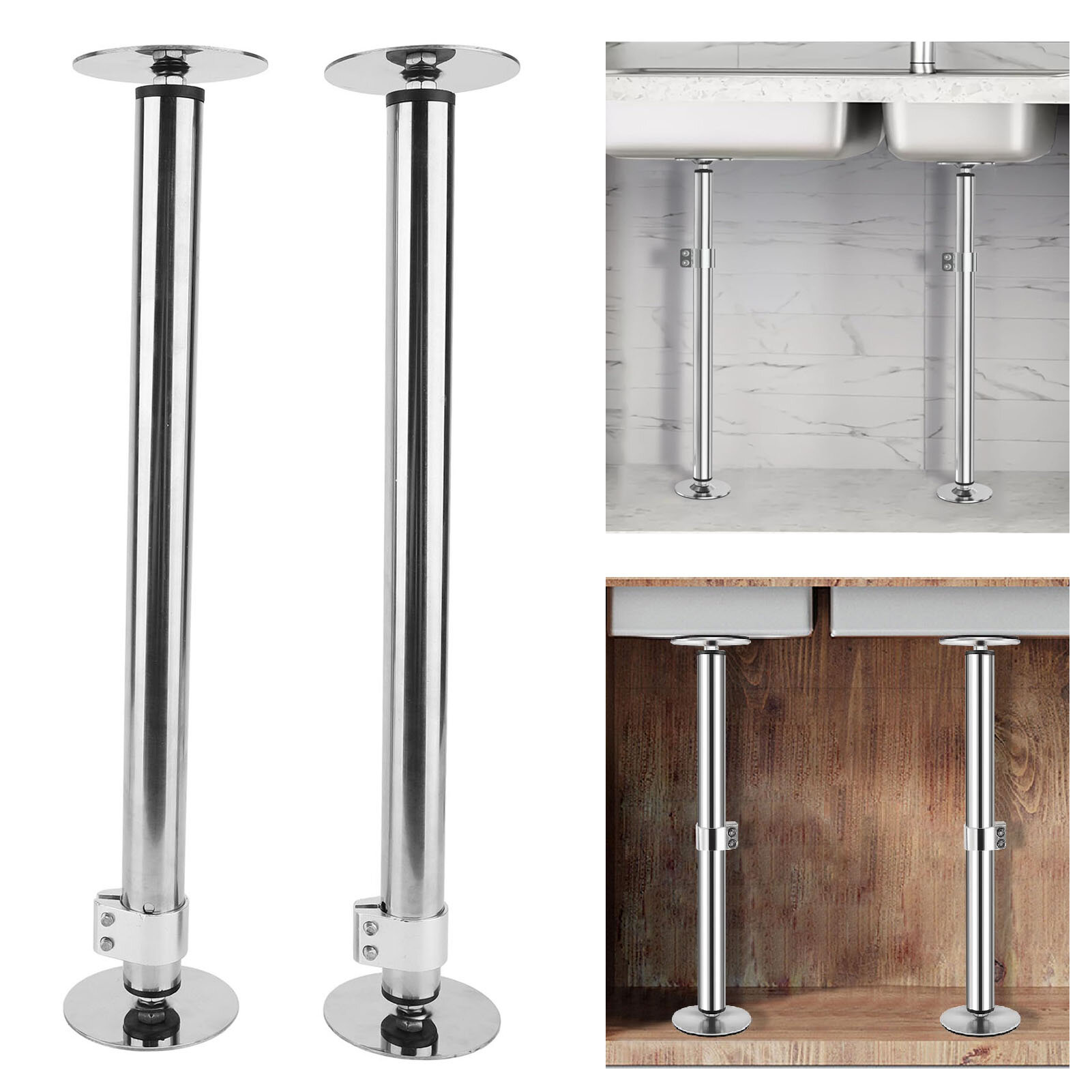 2шт. Подставка для мойки под столешницу 41-72 см из нержавеющей стали, прочная конструкция, комплект для ремонта мойки под столешницей