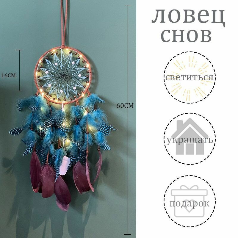 Ловец снов, Большой ловец снов с перьями на стене, 16*60 сантиметровый амулет для дома, подарок на день рождения