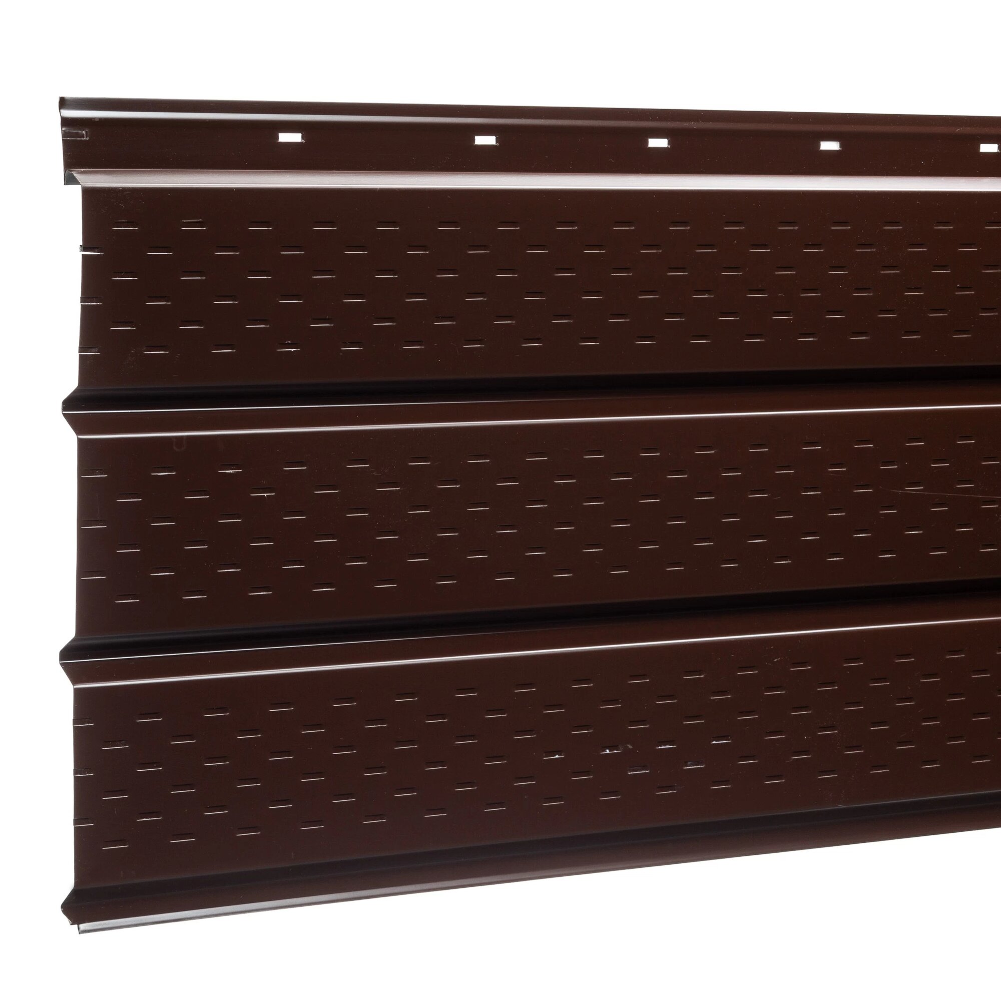 Софит металлический перфорированный Grand Line коричневый RAL 8017 2000х357х0,45 мм Grand Line 118225/424826