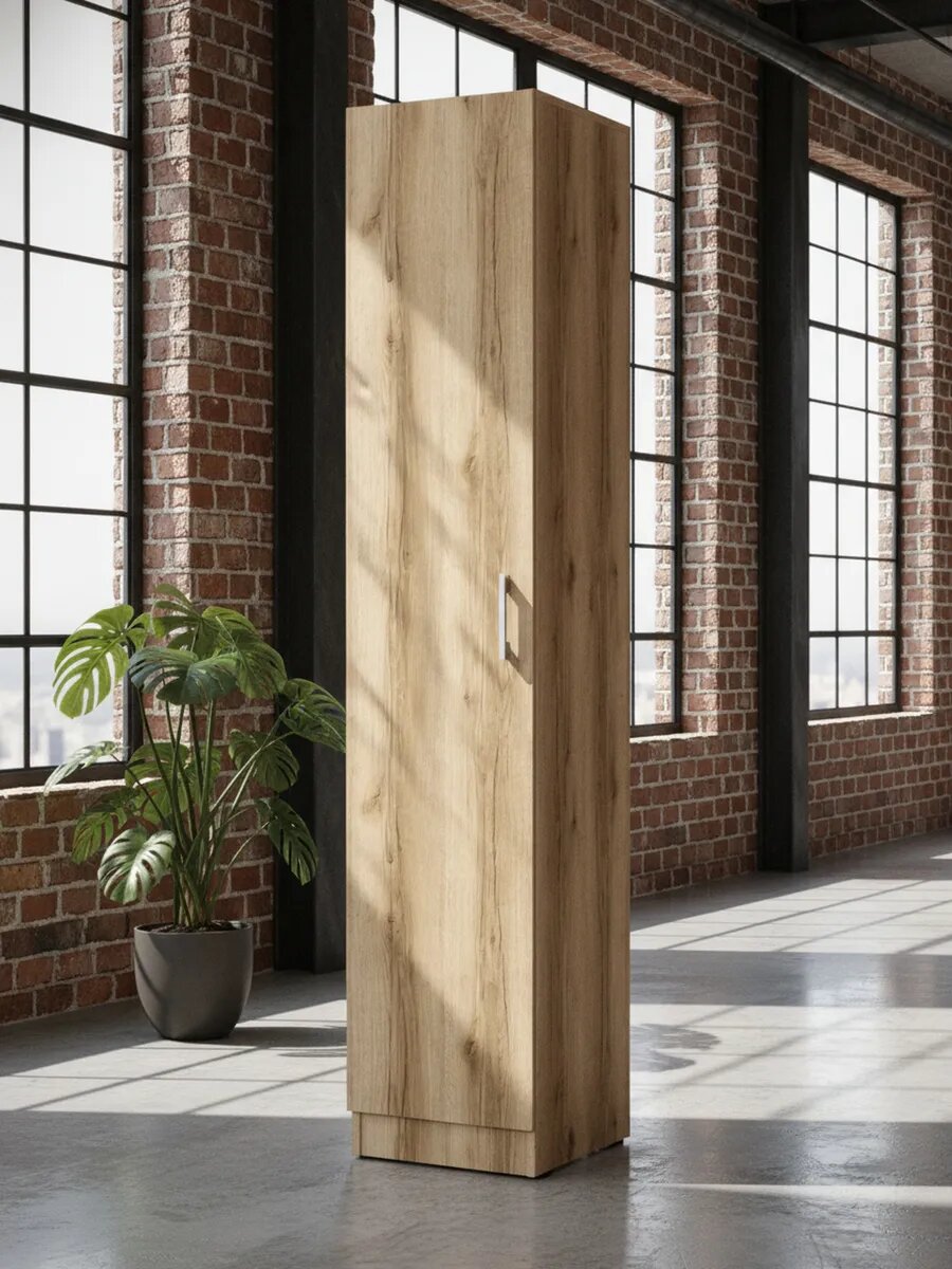 Деревянный шкаф пенал FRESTER в прихожую с полками для одежды, от производителя