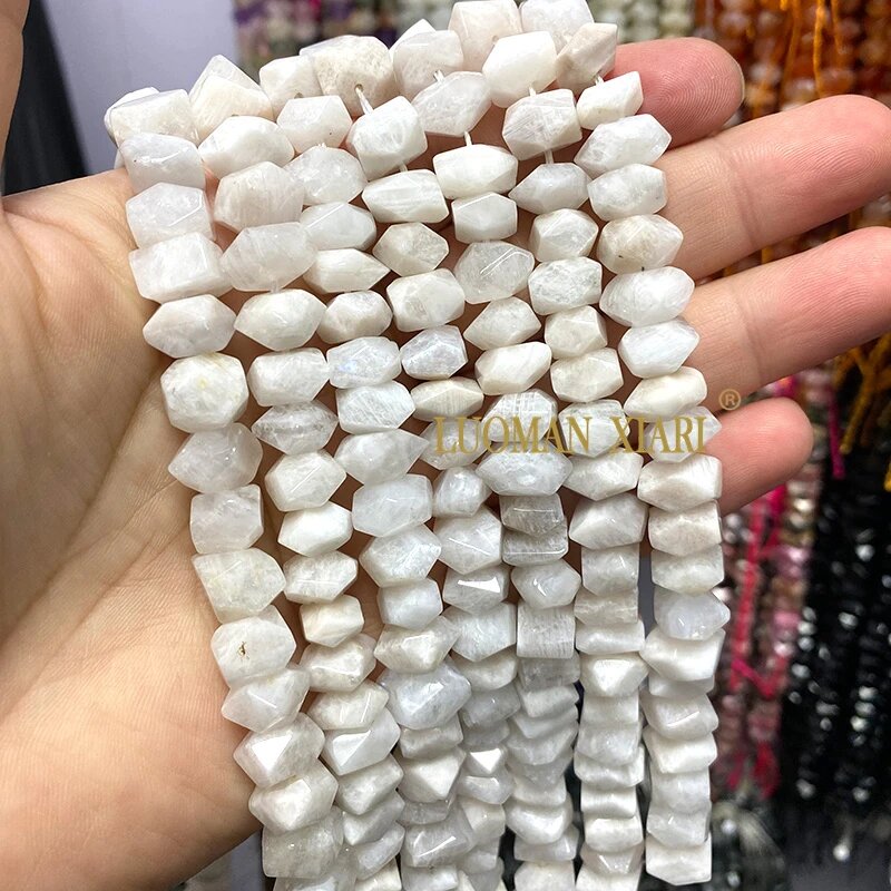 Бусины LUOMAN XIARI аметист, цитрин, пренит 6-11 мм Белый, 9-10pcs, blue moonstone