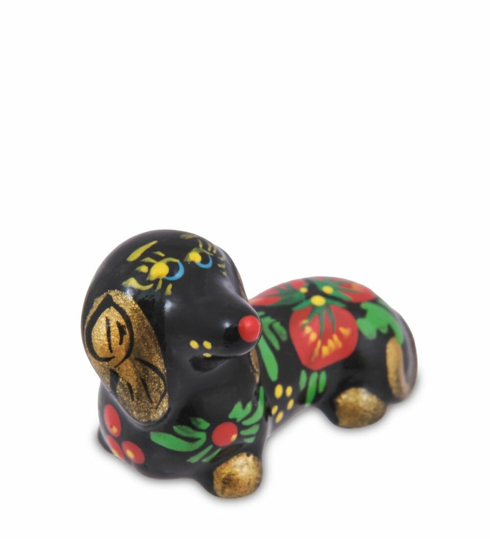 Фигурка "Такса" хохлома (Гжельский фарфор)