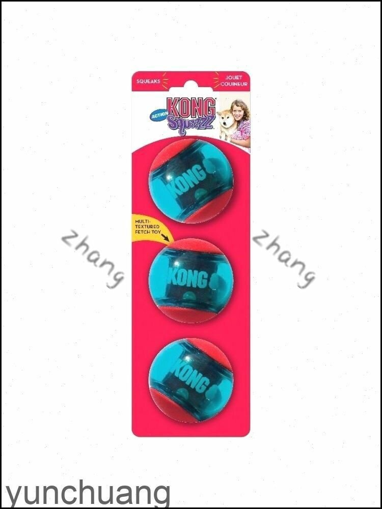 KONG Squeezz Action ball игрушка мяч для собак, 3 шт, диаметр 6 см