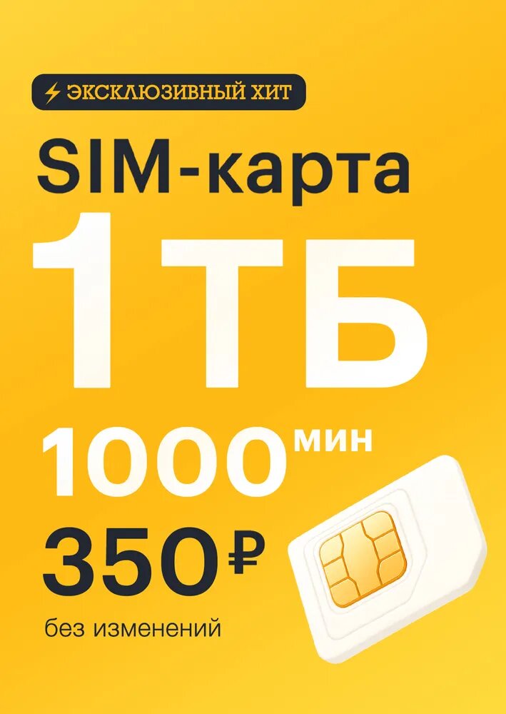 Сим карта с тарифом 1ТБ 1000 минут 350 р в месяц