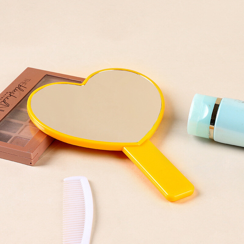 Маленькое зеркало с ручкой на заказ, ручное зеркало в форме сердца на заказ, оптовая продажа, одностороннее портативное