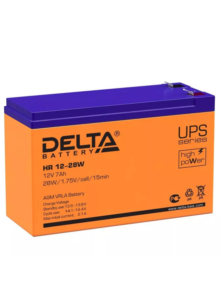 Аккумулятор DELTA HR12-28W 12V 7Ач А 150x64x93 унив. пол.