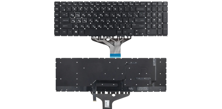 Клавиатура для ноутбука HP OMEN 17-cb0000, 17-cb1000, чёрная, без рамки, с RGB подсветкой