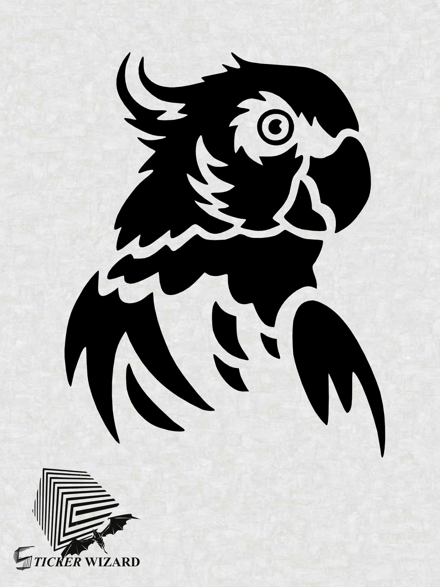 Наклейка виниловая на прозрачной основе (черная) "узор Попугай"