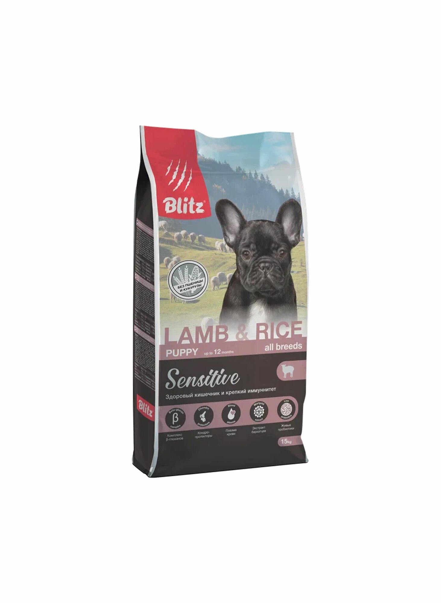 Blitz Puppy Lamb&Rice All Breeds Sensitive сухой корм для щенков всех пород с чувствительным пищеварением, с ягненком и рисом - 15 кг