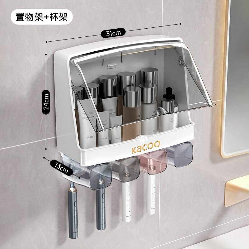 Настенный ящик для хранения косметики, не требующий сверления, с крышкой, коробка для макияжа, полка для ванной, решение для хранения в ванной комнате.