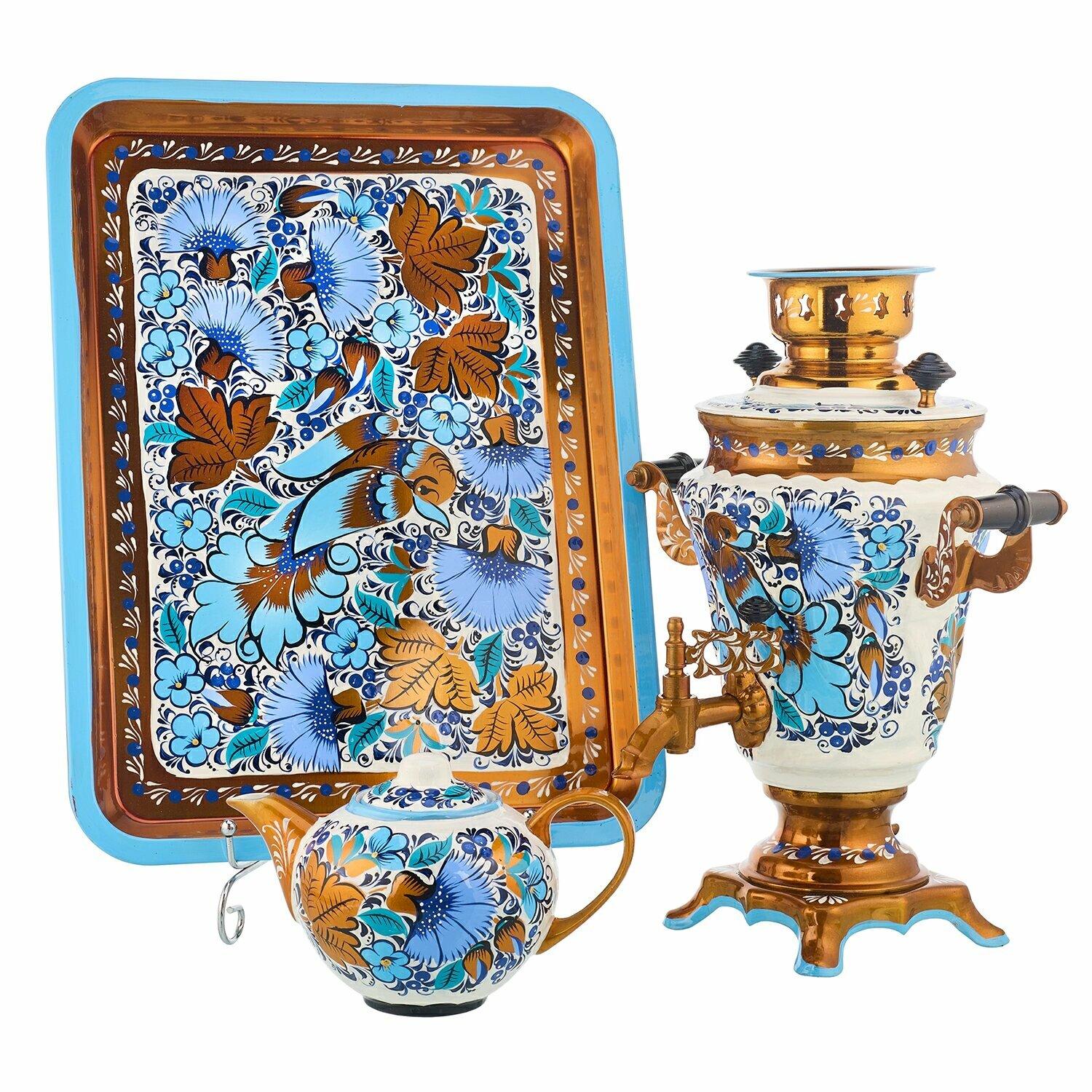 Самовар электрический 1,5 л "Васильки". Хохлома