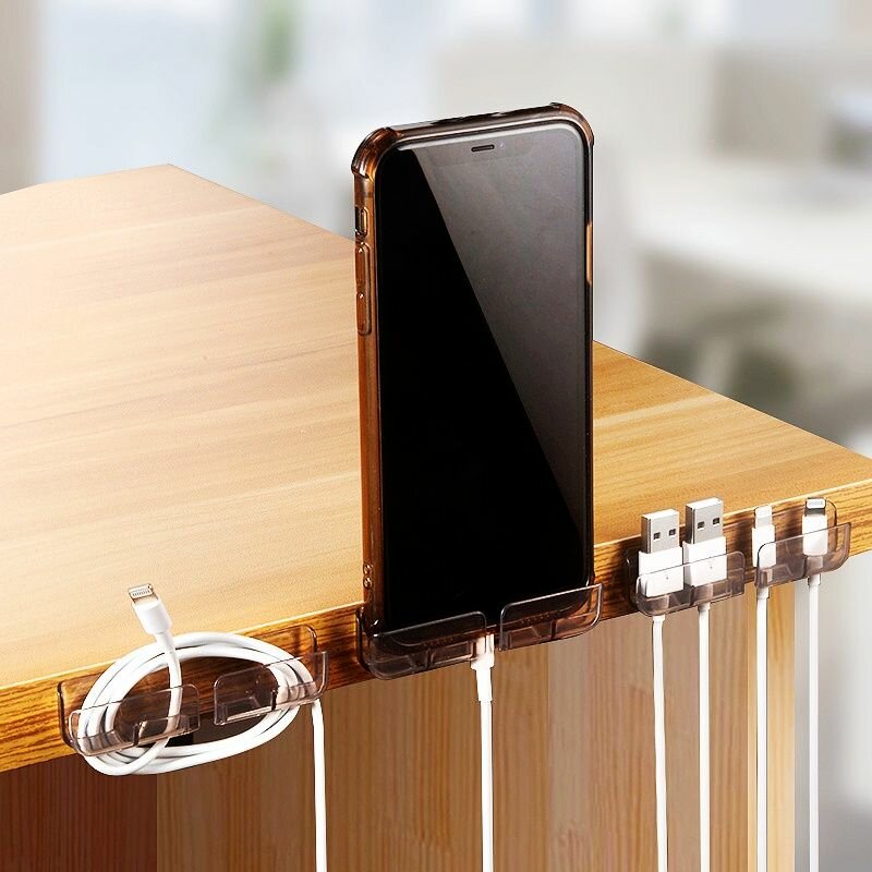 Органайзер для проводов на стол, самоклеющийся держатель кабеля 3 шт, беспроводной монтаж, фиксатор для зарядки, зажим для USB, Lightning, кабелей телефона, ноутбука, компьютера, монитора