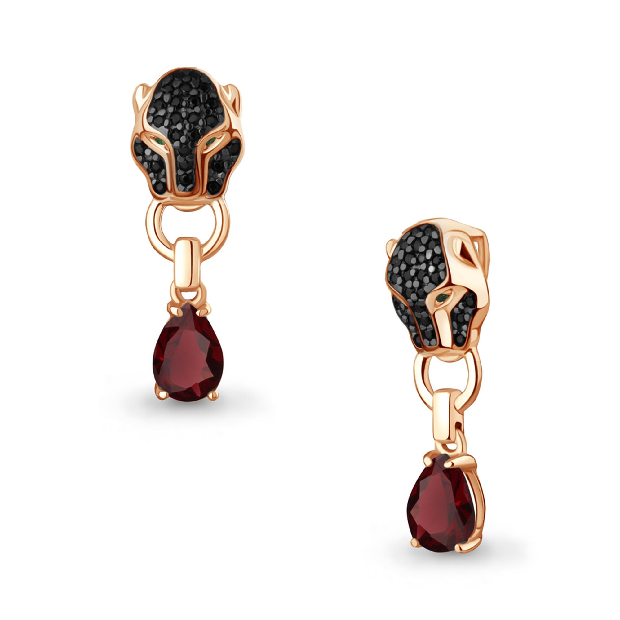 Подвеска Diamant online, серебро, 925 проба, золочение, изумруд синтетический, кристалл, гранат