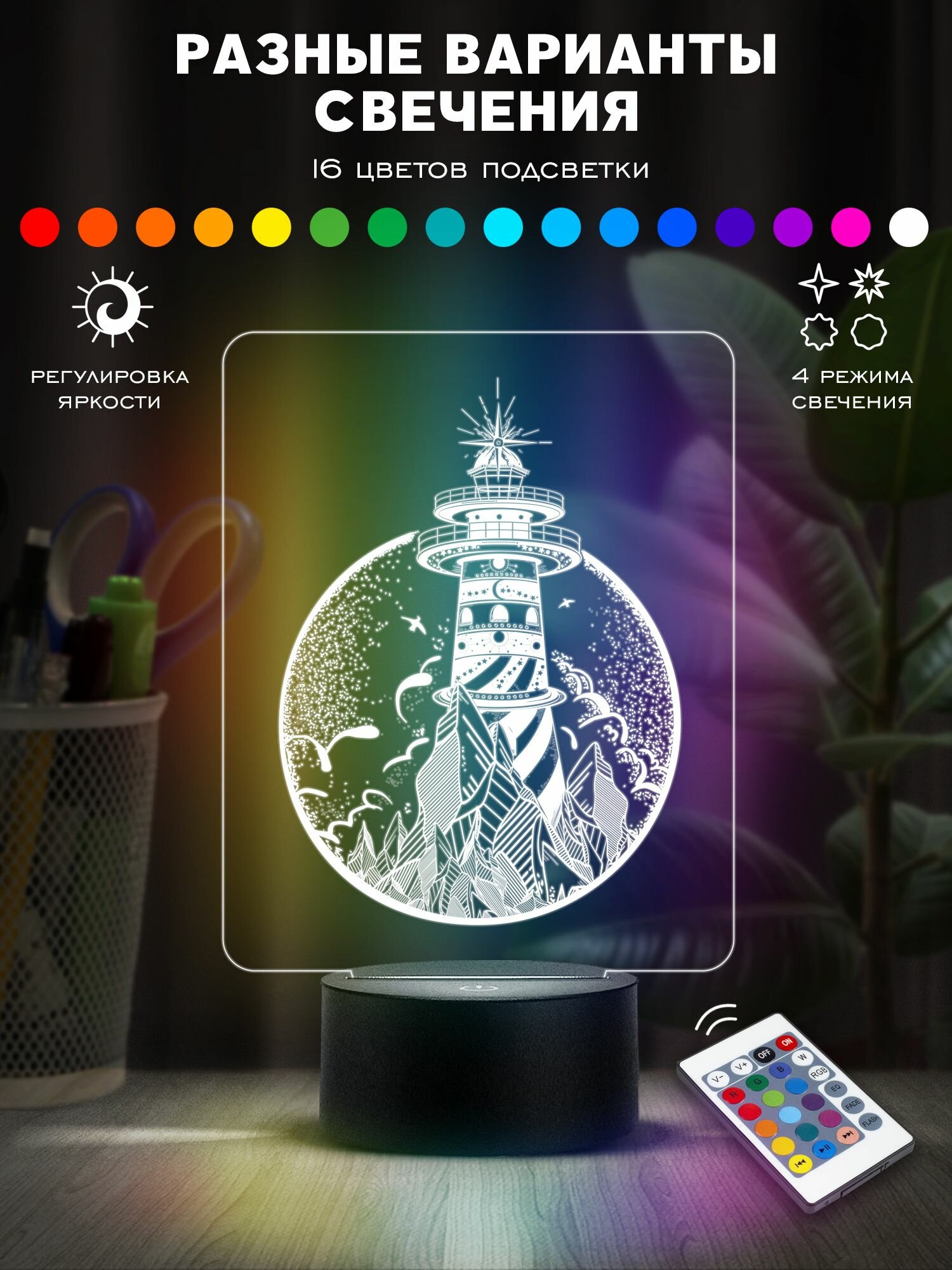 Ночник Flamingo Lamp "Маяк", Подарок выпускнику школы, института/ сувенир путешественнику — фото 1