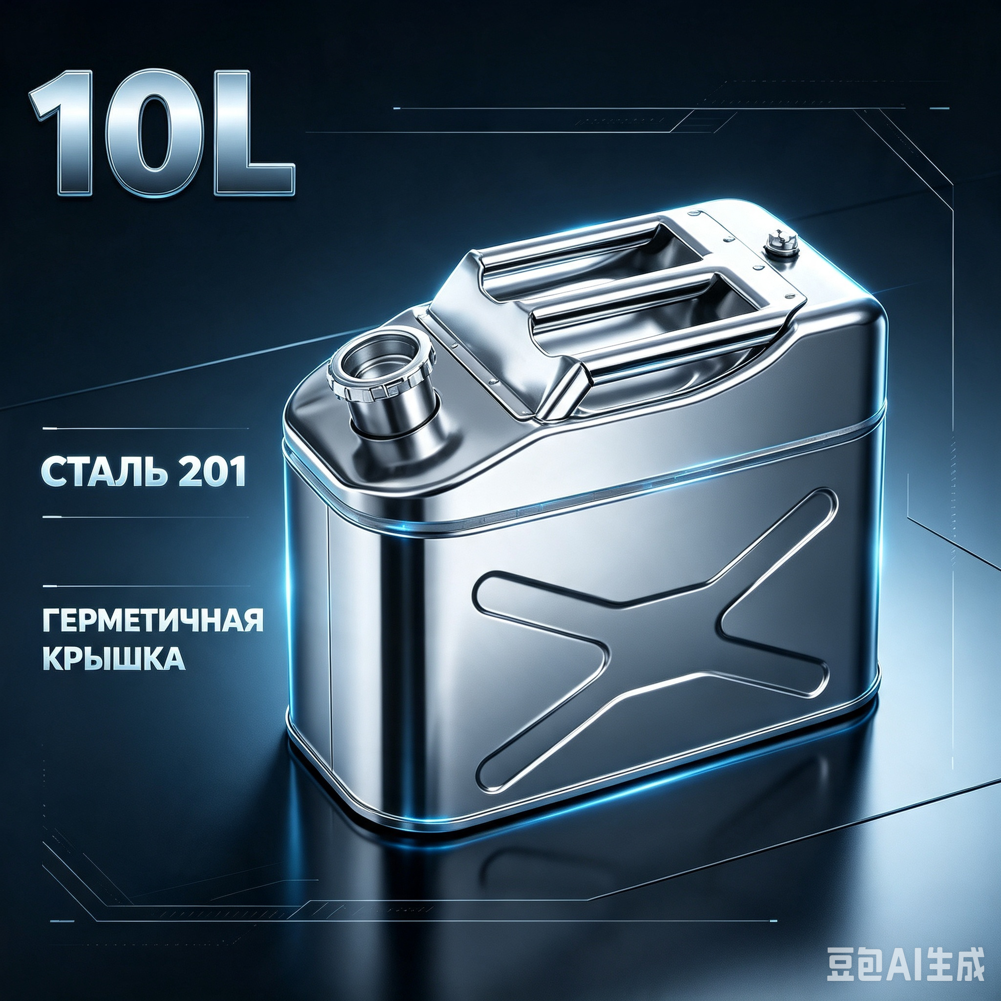Канистра 10 л из нержавеющей стали 201, усиленный корпус, устойчива к сжатию, резьбовая герметичная крышка