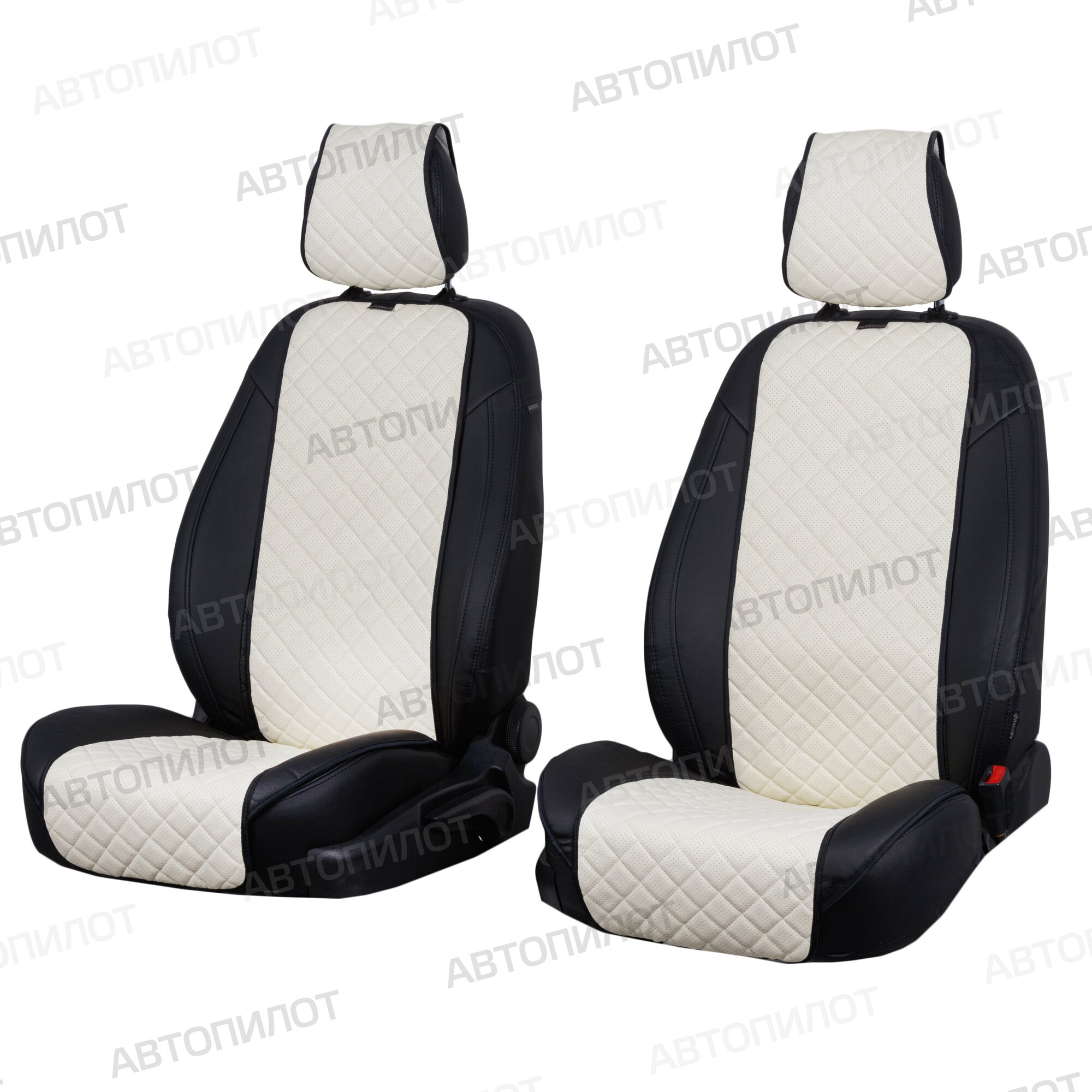 Накидка Экокожа Ромб - Модель №2 (широкое сиденье) (комплект из 2 штук) Белый