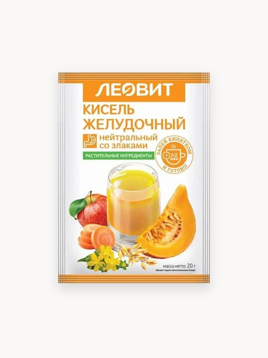 Кисель быстрого приготовления Желудочный Леовит овсяный натуральный растворимый в пакетиках 10 шт по 20г