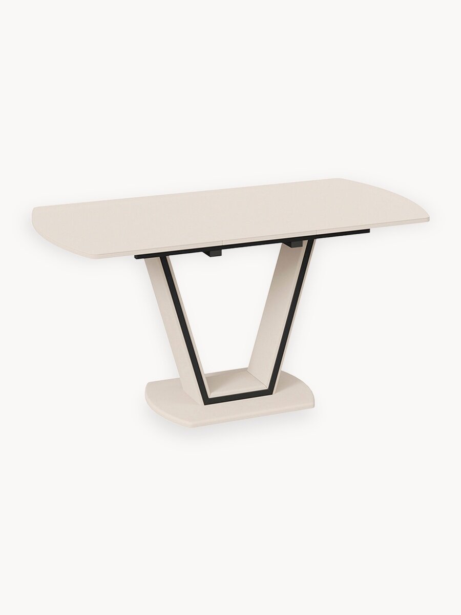 Мебель Трия Дели Стол обеденный 120х80 см. Бежевый софт/Стекло матовое бежевое