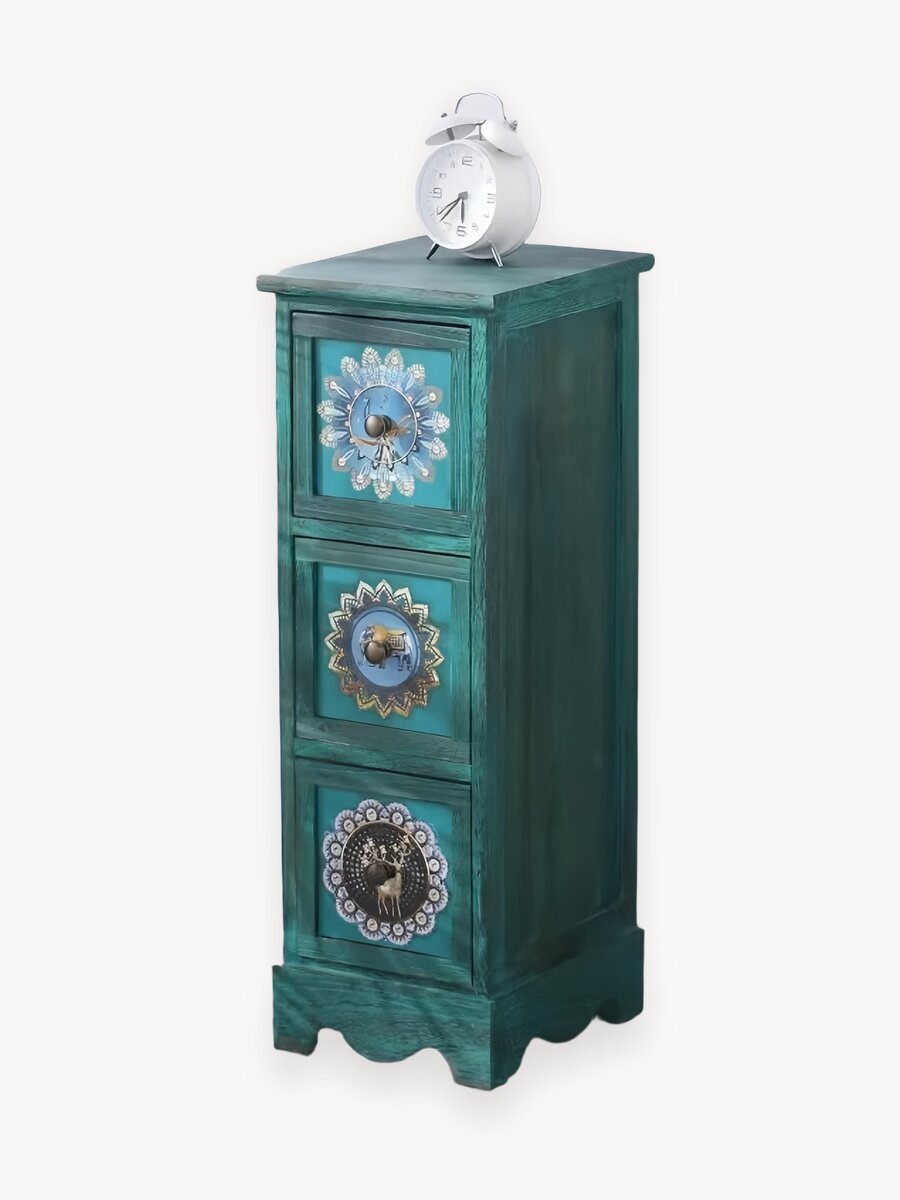 Комод, дерево, цвет светло-зелёный, с ящиками, влагостойкое покрытие, 25х30х75см