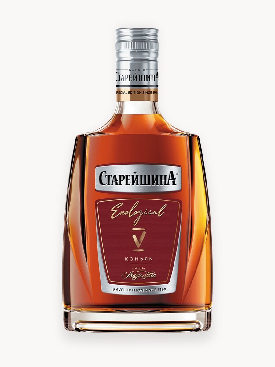 Коньяк Старейшина Трэвел, 5 лет, купажированный, 0,25 л, Россия