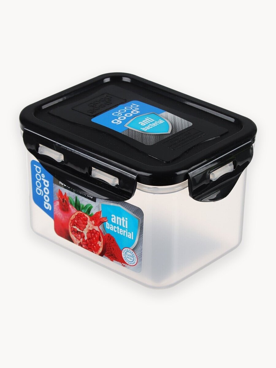 Контейнер пищевой GOOD&GOOD, герметичный, с защёлками, для СВЧ, 0,63л