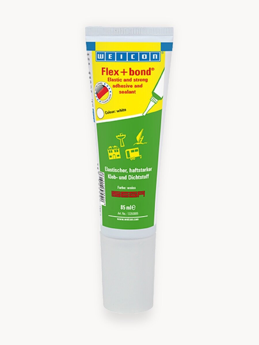 Клей-герметик, очень высокая прочность, без усадки и пузырей, WEICON Flex+Bond (85 мл) черный