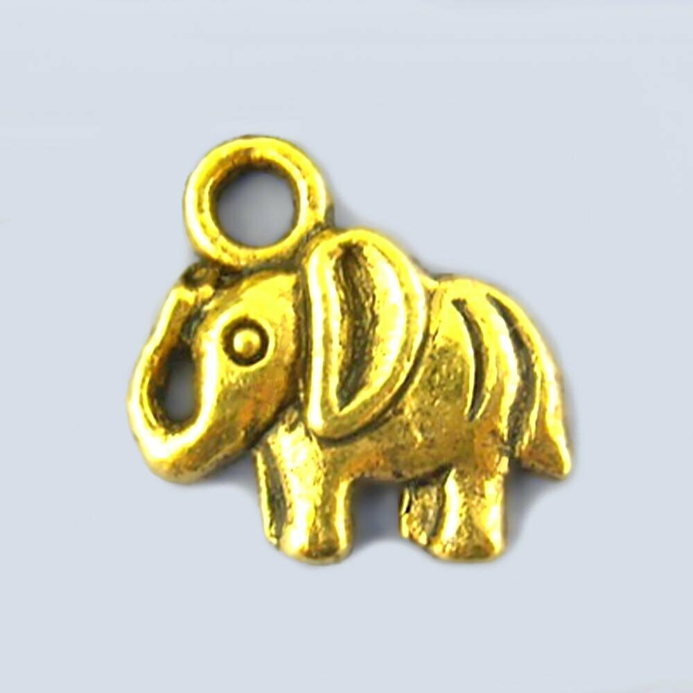 Фурнитура для бижутерии Подвеска Слоник мини 0011121 золотой цвет 11x11х2 мм, цена за 10 шт.