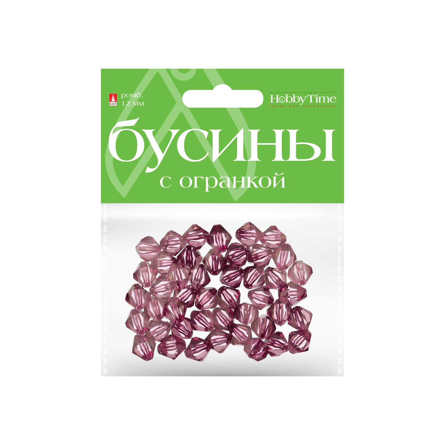 Бусины ромб полупрозрачные С огранкой, 12 ММ, 10 ЦВ, Арт. 2-583/02
