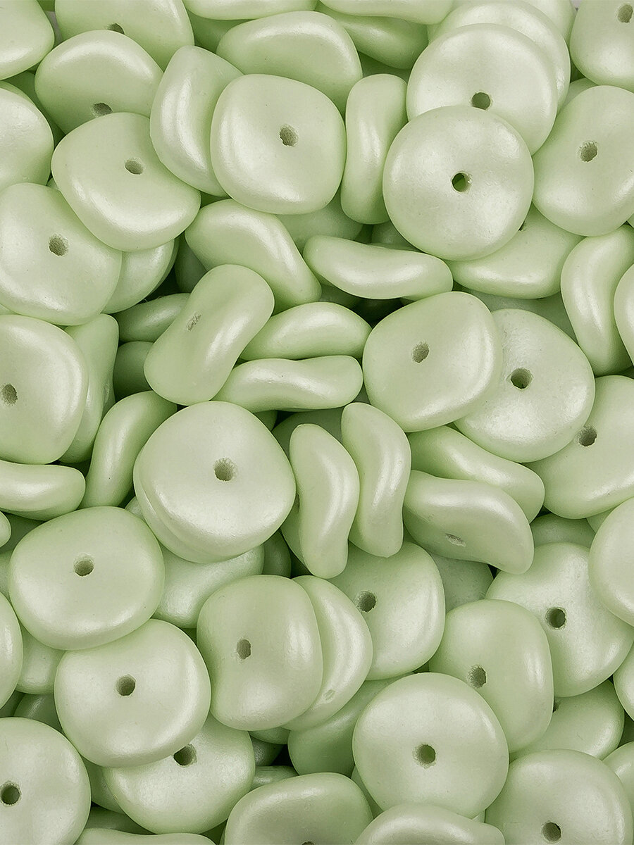 Стеклянные чешские бусины, Wavelet Beads, 10 мм, цвет Pastel Green, 20 шт.