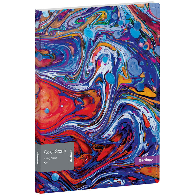 Папка на 4 кольцах Berlingo "Color Storm", 24мм, 600мкм, D-кольца, с внутр. карманом, с рисунком, 299514