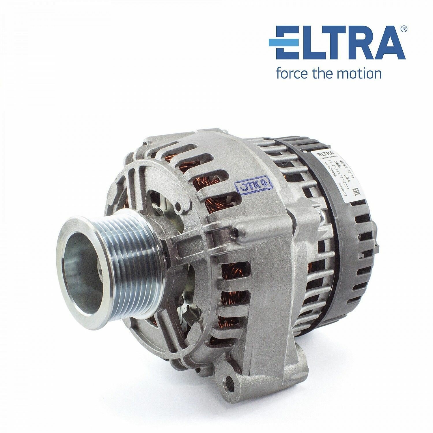 Генератор КАМАЗ ЕВРО-2 (8-ручьевой шкив) (28В/80А) "ELTRA", 4552.3771