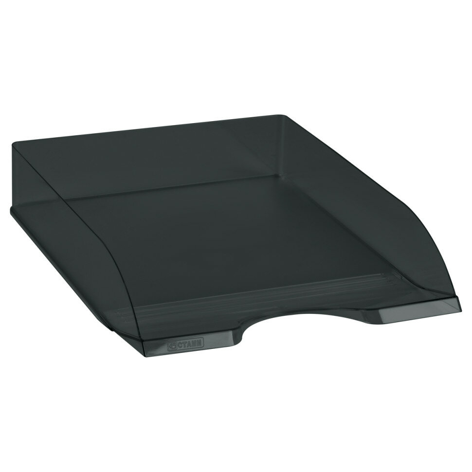 Лоток для бумаг горизонтальный СТАММ "Дельта", тонированный черный, 351635