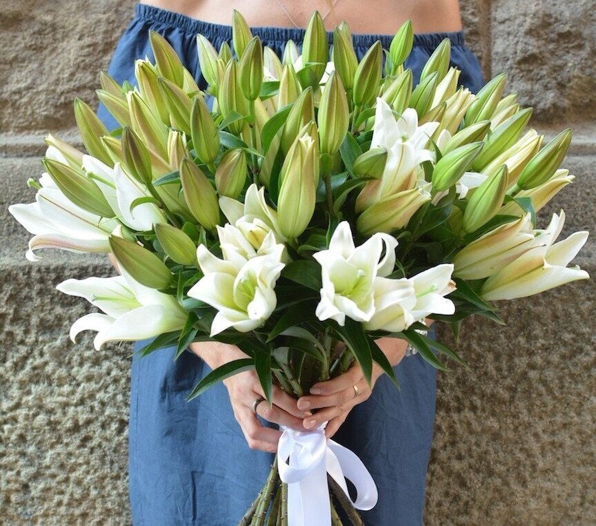 Букет из 17 белых лилий