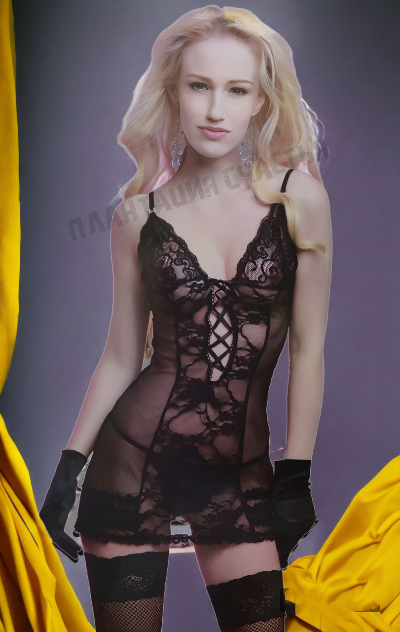 Эротическая комбинация ажурая, черная, 42-44